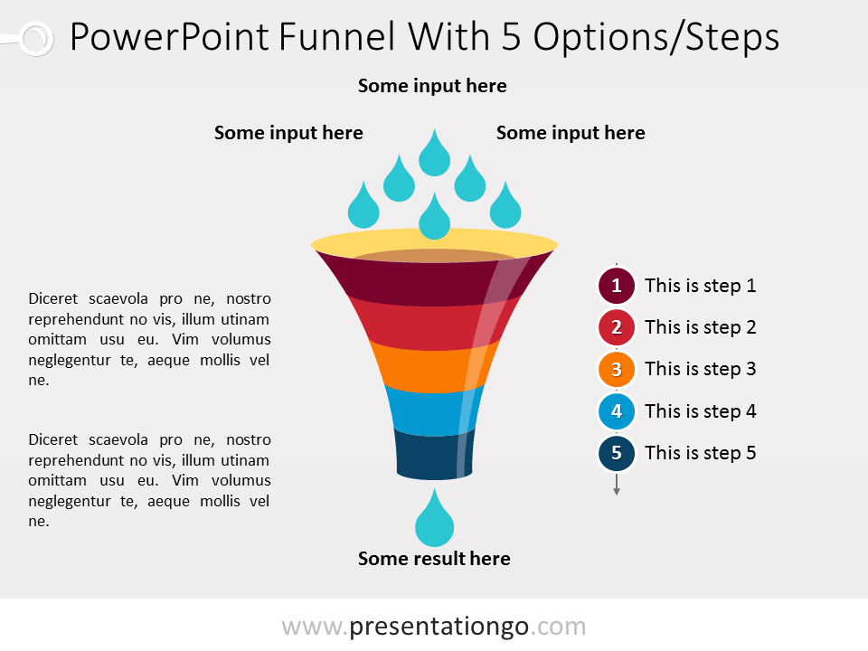 Vertical Funnel Diagram For PowerPoint With 5 Stages