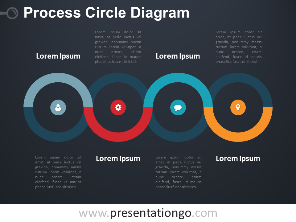 Process Circle PowerPoint Diagram - Dark Background - PresentationGO.com Process Circle PowerPoint Diagram - Dark Background - PresentationGO.com
