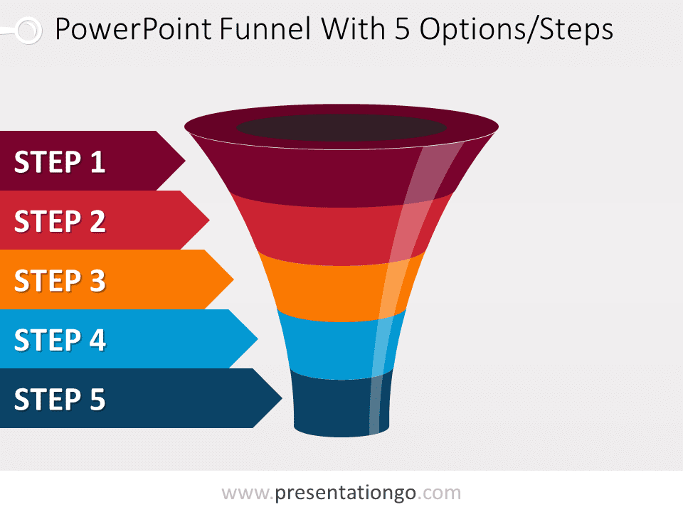 Colorful PowerPoint Funnel With 5 Options