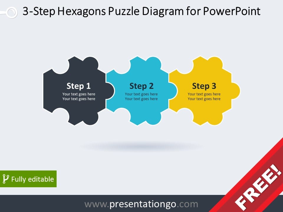 3 Step Hexagons Puzzle Diagram for PowerPoint 3 Step Hexagons Puzzle Diagram for PowerPoint