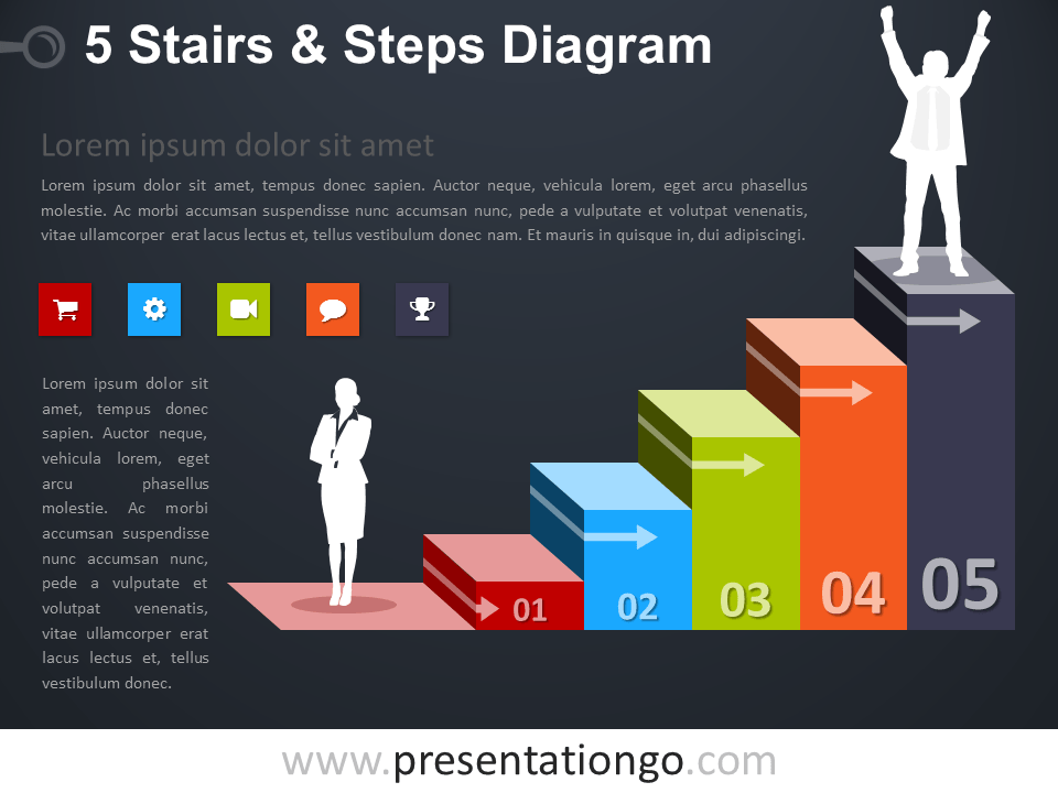 5 Stairs and Steps PowerPoint Diagram - PresentationGo 5 Stairs and Steps PowerPoint Diagram - PresentationGo